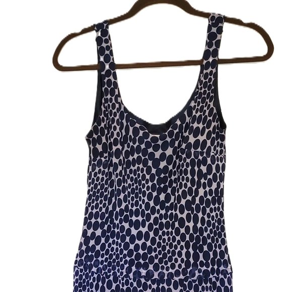 Kasper | Dresses | Kasper Blue Dots Lined Tank Top Summer Dress Sweep ...